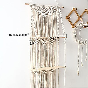 ELASAD Macrame Wall Hanging Plant Shelf, 3-Tier Macrame Shelves Boho Bathroom Shelf, Handmade Boho Floating Shelves for Plants and Decor