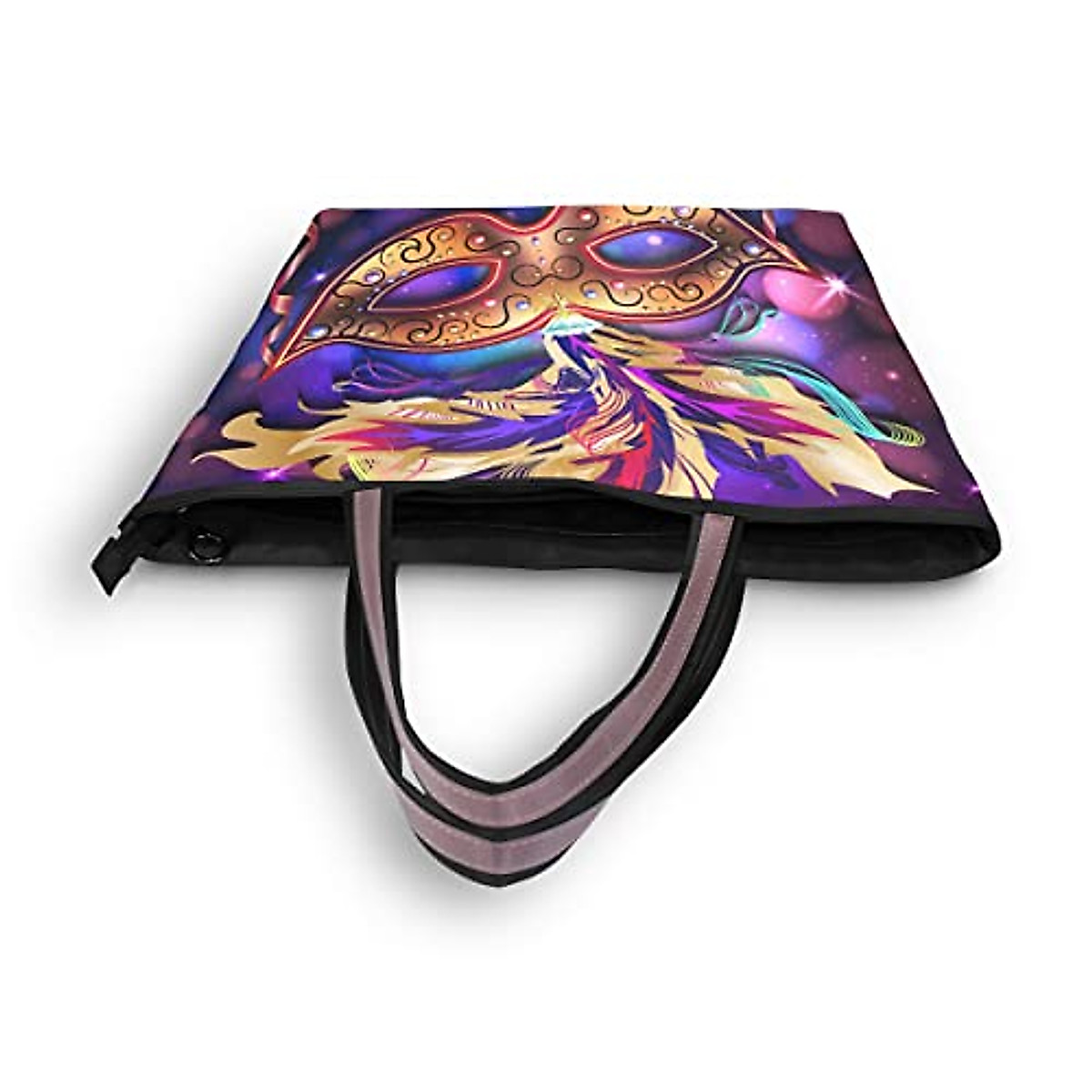 Colorful Mardi Gras Mask Women Handbags Purses Tote Shoulder Bag Top Handle Bag for Daily Work Travel
