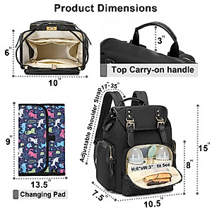 Terzini Bear Diaper Bag Backpack, Diaper Bags for Baby Boy Girl with USB Charging Port,Changing mat,Stroller Hooks (Black)