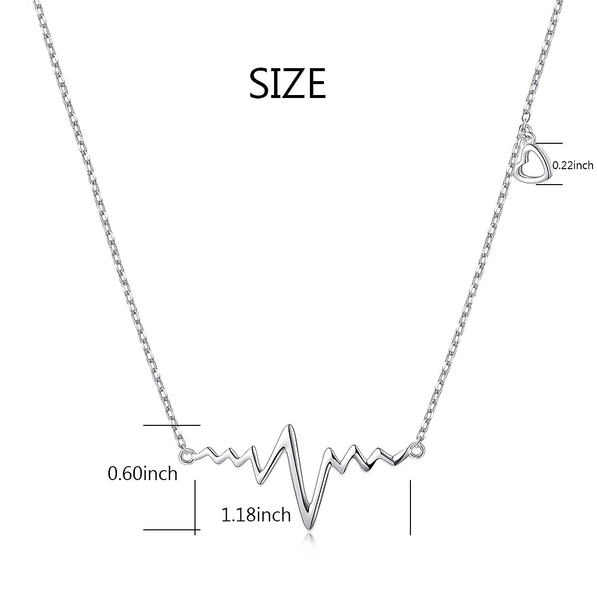Heartbeat Necklace 925 Sterling Silver Cute Cardiogram Life Line EKG ECG Heartbeat Necklace for Women Teen Girlfriend Wife Nurse Doctor, 18 inch