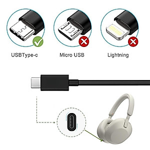 KUBOJSDLZ 2-Packs Fast Charge Cable, 1 Feet USB-C Charging Cable for Sony WH-1000XM5 WH-1000XM4 WF-1000XM4 WH-1000XM3 WH-XB910N WI-C200 WI-XB400 Beats Studio Pro