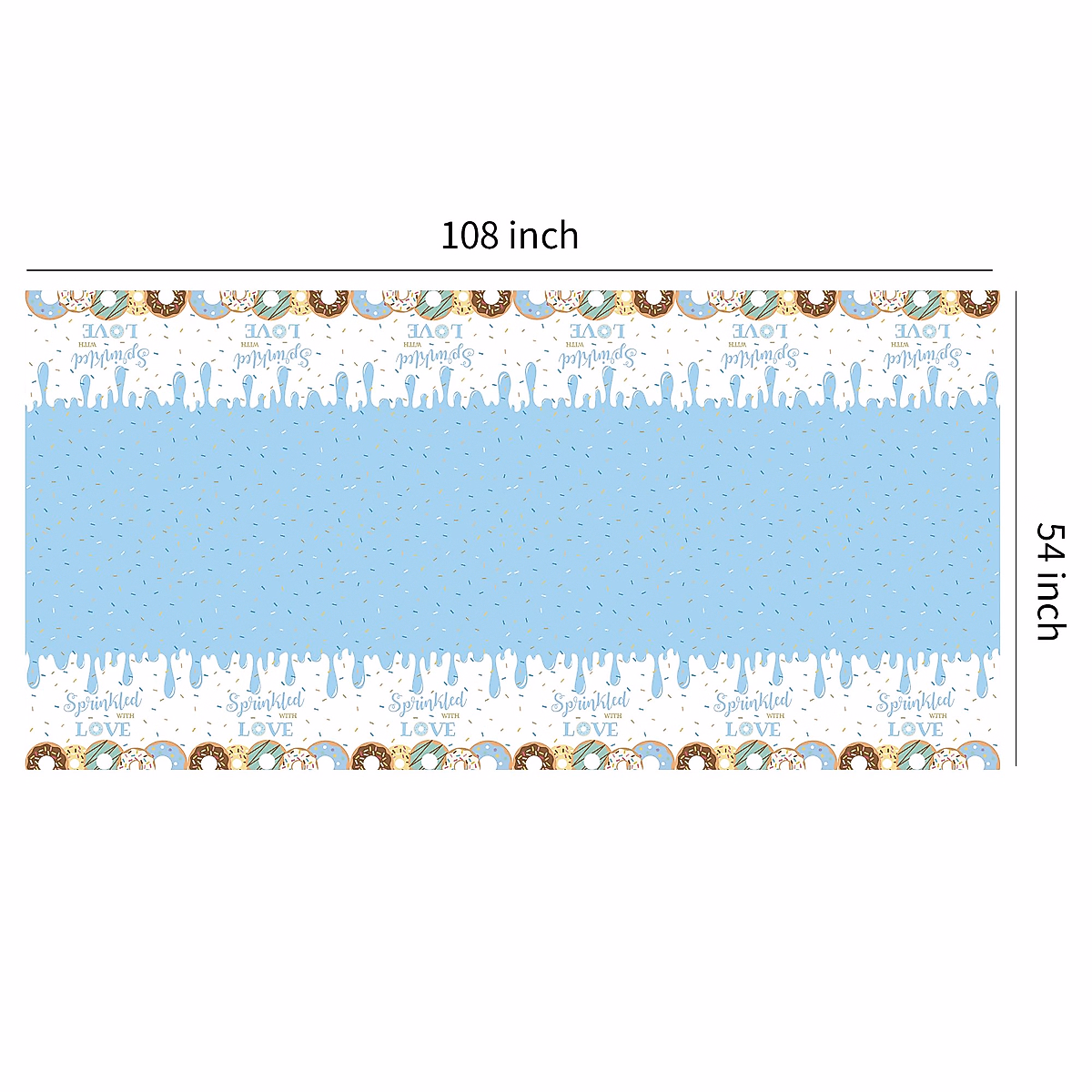 Suhelkit Donut Baby Sprinkle Decorations Boy Tablecloth - Sprinkled with Love Baby Shower Decorations Party Supplies Table Cover, Blue Donut Baby Shower Decorations Table Cloth, 3 Pack (54in x 108in)