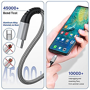 USB C Cable 3A Fast Charging 6FT 3Pack Nylon Type C Phone Charger Cord for Samsung Galaxy S22 S21 S20 S10 A02s A10e A11 A12 A20 A21 A32 A42 A52 Z Fold 4, Tablet, LG K92 K51, Moto, PS5