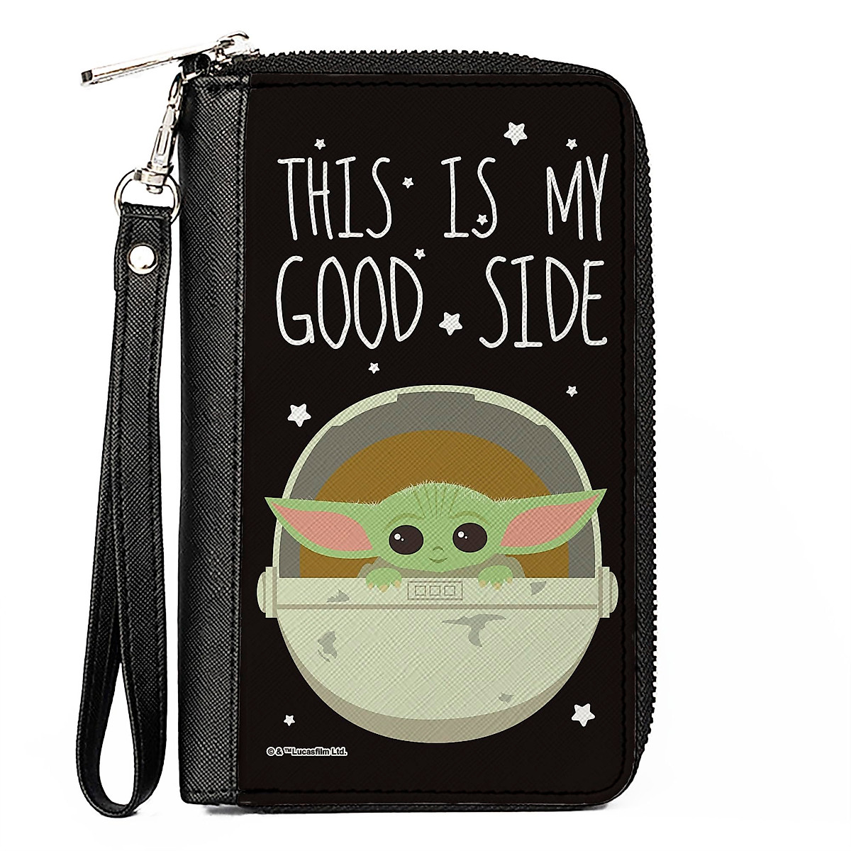 Buckle-Down Women's PU Zip Around Wallet Rectangle-Star Wars The Child, 7.5"x4.5"