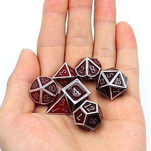 Haxtec Temperature Metal DND Dice Set Color Changing Polyhedral D&D Dice Set for RPG Dungeons and Dragons-Silver Black Red Shift