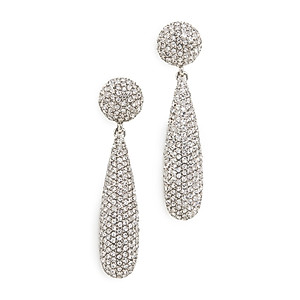 Kenneth Jay Lane Women's Silver Crystal Pave Bat Shape Earrings, Rhod/Rhin/Crystal, One Size