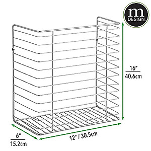 mDesign Metal Wire Wall Mounted Shelf for Kitchen Pantry - Mountable Hanging Organization Vegetable Baskets for Kitchen Wall - Hold Produce, Towels, Bread, Mail, Concerto Collection - Chrome