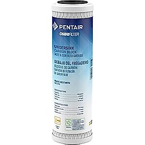 Pentair OMNIFilter CB3 Carbon Water Filter, 10" Undersink Carbon Block Taste & Odor Replacement Filter Cartridge, NSF Certified to Reduce PFOA/PFOS, 10" x 2.5", 0.5 Micron