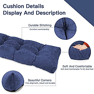 ROFIELTY Bench Cushion 45x18 inch, Patio Furniture Cushions, Indoor/Outdoor Anti-Slip Tufted Swing Seat Cushion, Bench Cushion for Multi-Scene use. (45x18x4 inch, Dark Blue)
