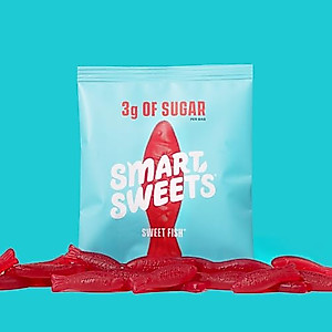 SmartSweets Sweet Fish, Candy with Low Sugar (3g), Low Calorie(100), Plant-Based, Free From Sugar Alcohols, No Artificial Colors or Sweeteners, 1.8oz. (Pack of 6)