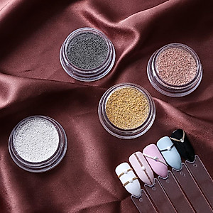 3D Micro Nail Caviar Beads Mixed Color Nail Art Supplies Set 4 Boxes 0.4mm Small Nail Studs Charms for Nails Beauty Nail Art Accessories