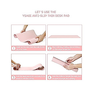 Writing Desk Pad Protector, YSAGi Anti-Slip Thin Mousepad for Computers,Office Desk Accessories Laptop Waterproof Desk Protector for Office Decor and Home (Pink, 35.4" x 17")