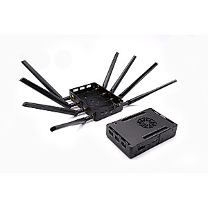 KKSB LattePanda 3 Delta Case | Black Aluminum LattePanda 3 Delta Enclosure | Supports 8 SMA Antennas