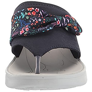 BZees Women's Dancing Queen Wedge Sandal, Navy Ditsy Floral Print, 8