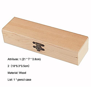 Wooden Stationery Case with Metal Lock,Solid Rectangular DIY Painted Pencil Case Storag (1)