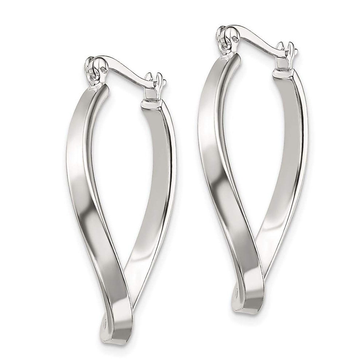 The Black Bow Twisted Oval Hoop Earrings in Sterling Silver - 33mm (1 1/4 Inch)