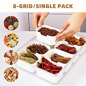 Capella Edge Snack Box with Lid & Handle - Divided Clear Serving Tray, 8 Compartments for Snacks, Fruits, Nuts, Candy - Portable for Parties, Picnics, Travel, and Entertaining