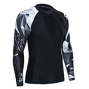 HUGE SPORTS Wildling Series UV Protection Quick Dry Compression Rash Guard (Cobra,M)