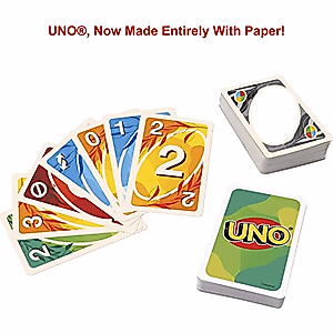 Mattel Games UNO Nothin' But Paper Card Game, Family Game with 100 Percent Paper and Fully Recyclable for 2-10 Players