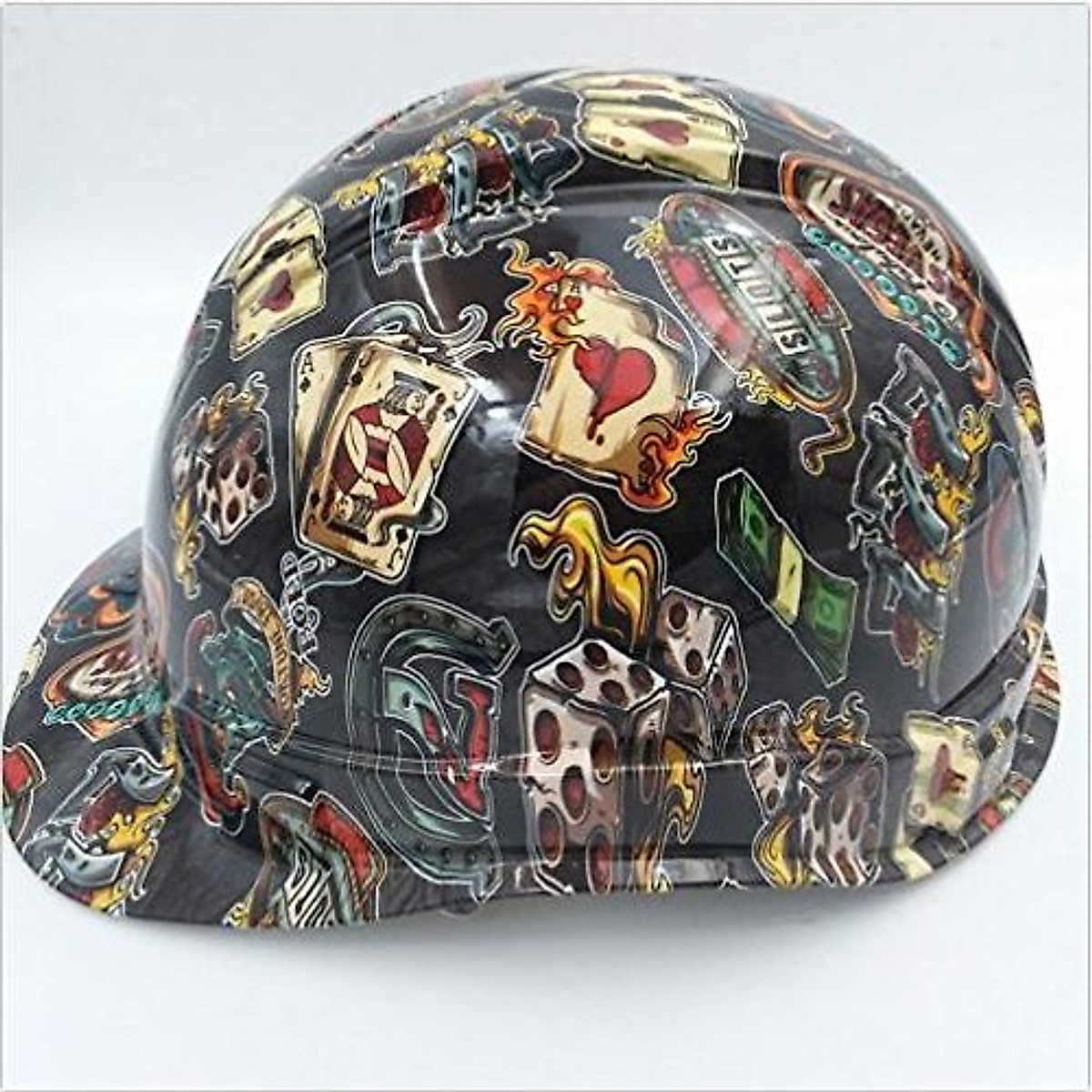 Wet Works Imaging Customized Pyramex Cap Style Wicked Gambler Lucky 7 Hard Hat with Ratcheting Suspension