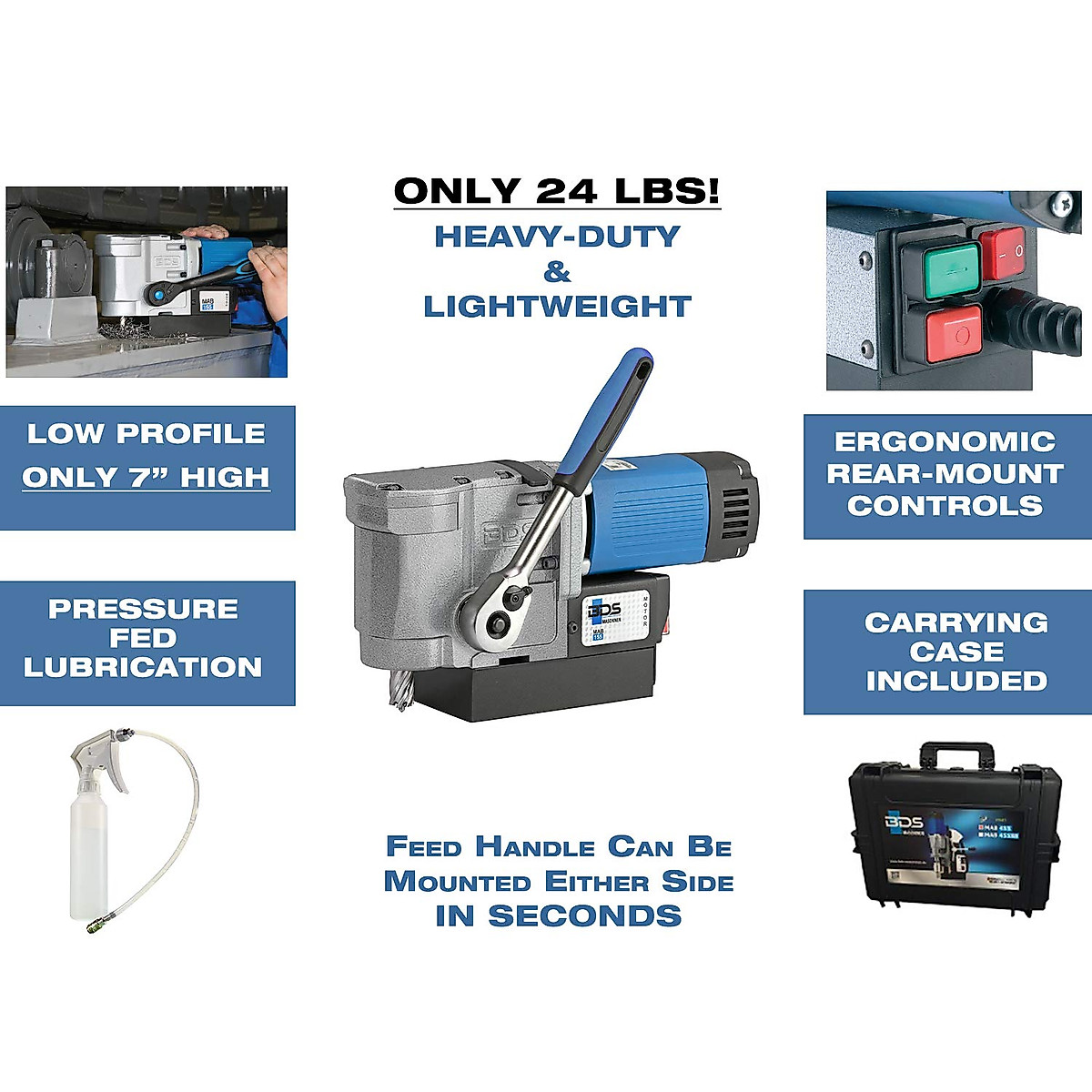 C.S. Unitec MAB 155 Portable Magnetic Drill Press | 1050W 1-Speed Benchtop Power Drill Machine w/up to 1-1/2" Diameter