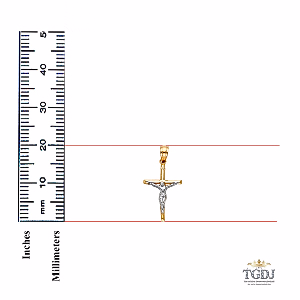 14k Yellow White Gold Jesus Crucifix Cross Religious Pendant - (Height 20 MM Width 13 MM)