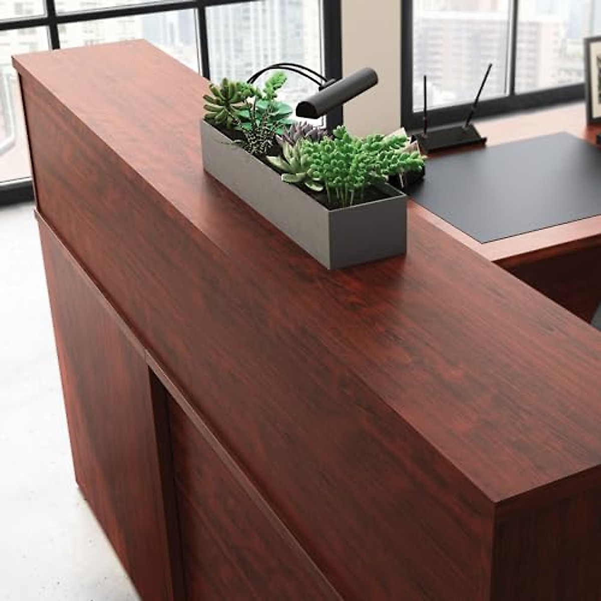 OfficeWorks by Sauder Affirm Reception Station, L: 70.87'' x W: 70.87'' x H: 13.58'', Classic Cherry