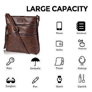 KADIROSA Crossbody Purse for Women, Soft Leather Women's Shoulder Handbags, Medium Size Zipper Pocket Adjustable Strap