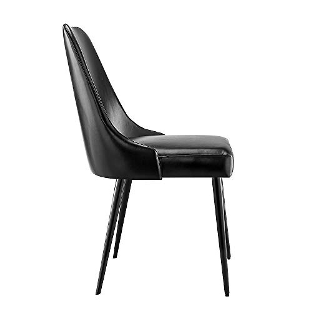 Ball & Cast Kitchen Chair Modern Upholstered Dining Chairs, Desk Chair Side Chair with Metal Legs, Black, Pack of 2