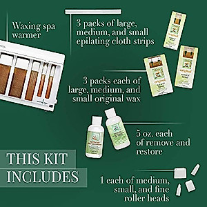 Clean + Easy® Waxing Spa Basic Kit (120V), Top Pick Complete Face and Body Hair Removal Essentials for a Smooth, Flawless, Hair-Free Skin for Weeks