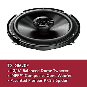 Pioneer TS-G1620F 6-1/2" 2-Way Coaxial Speaker 300W Max. / 40W Nom., 12.90In. X 7.40In. X 3.20In., BLACK