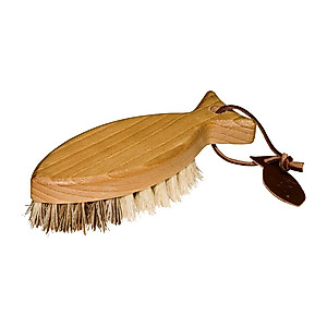 Redecker Tampico and Union Fiber Vegetable Brush with Oiled Beechwood Handle, Dual-Sided Brush Head with Hard and Soft Bristles, 6 inches, Made in Germany