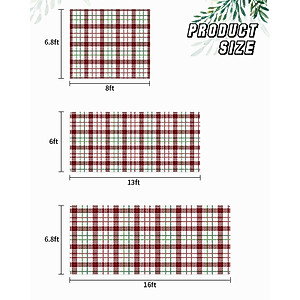 Rocking Giraffee Garage Door Cover Tile Red and Green Grid Garage Door Banner Hanging Backdrop Banner Photo Background Indoor Outdoor Wall Party Decoration 7x8 Ft