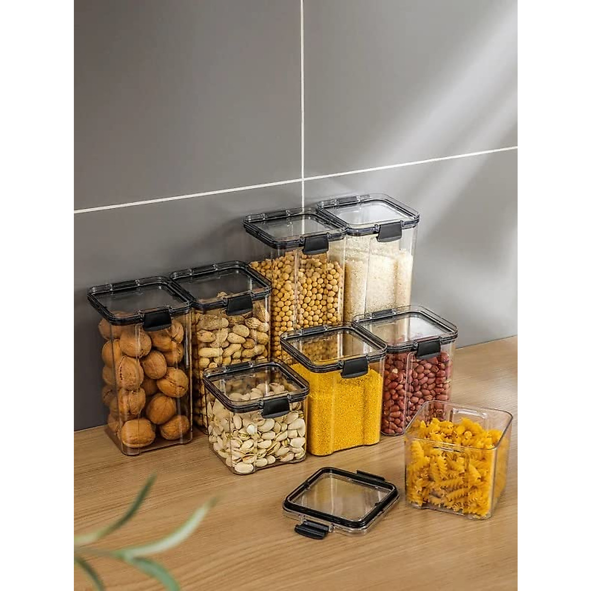 TfSH 1 Set of 4 (S, M, L, XL size) Clear Food Storage Box, Food Storage Container With Lid, Clear Plastic Kitchen And Pantry Organization Container