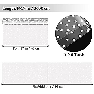 HFHSY (118 ft x 34 in Clear Cellophane Wrap Roll Irregular White Dot Cellophane Roll 3 Mil Clear Wrap Cellophane Bags,Wrap Roll, Cellophane Roll, Cellophane Wrap for Gifts, Baskets, Flowers