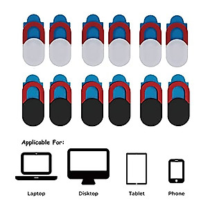 Webcam Cover Slide 12 Packs, Ultra Thin Camera Privacy Protector Fit for Computer Desktop PC Laptop Tablet Smart Phone, AllureEyes Laptop Camera Covers Web Cam Lens Protection Sticker