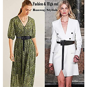 ALAIX Women's Leather Belt Dress Belt for Jeans Jumpsuit Coat Fashion Tie a Knot Genuine Leather Waist Belt Black