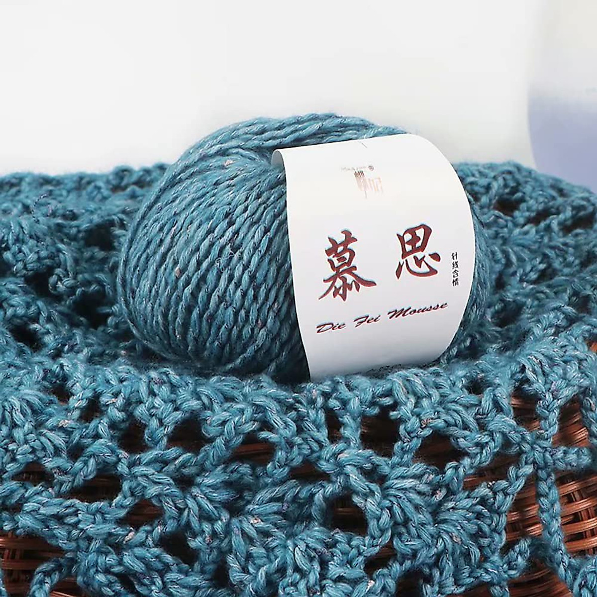 Knitted Yarn Skeins Handcrafting Cotton Yarns 50G Crocheting Yarn Soft Medium Thick Skeins Sweater Scarf Crochet Warm Wool Tools 400m Sweater Cotton Yarn 2 Rolls (Blue)
