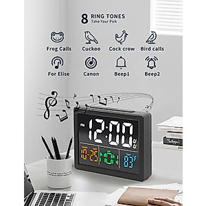 Digital Alarm Clock, with 5.5" Large LED Time Display, Adjustable Alarm Volume, 6 Level Brightness, Alarm Settings, USB Charger, Temperature Detect, Snooze, Clocks for Bedroom, Bedside, Desk, Black