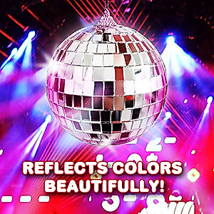 ArtCreativity 4 Inch Mirror Disco Ball - Silver Disco Ball with Hanging String for Parties, Birthdays, and Weddings - 90’s Disco Party Decorations and Supplies, Ceiling Décor Disco Accessories