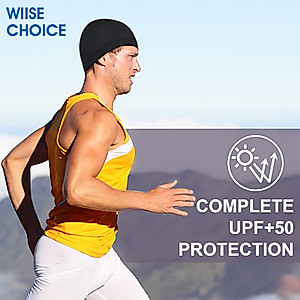 Yolev 4 Pieces Men Skull Caps Soft Helmet Liner Cycling Running Hat Cotton Beanie Sweat Wicking for Men Women Black