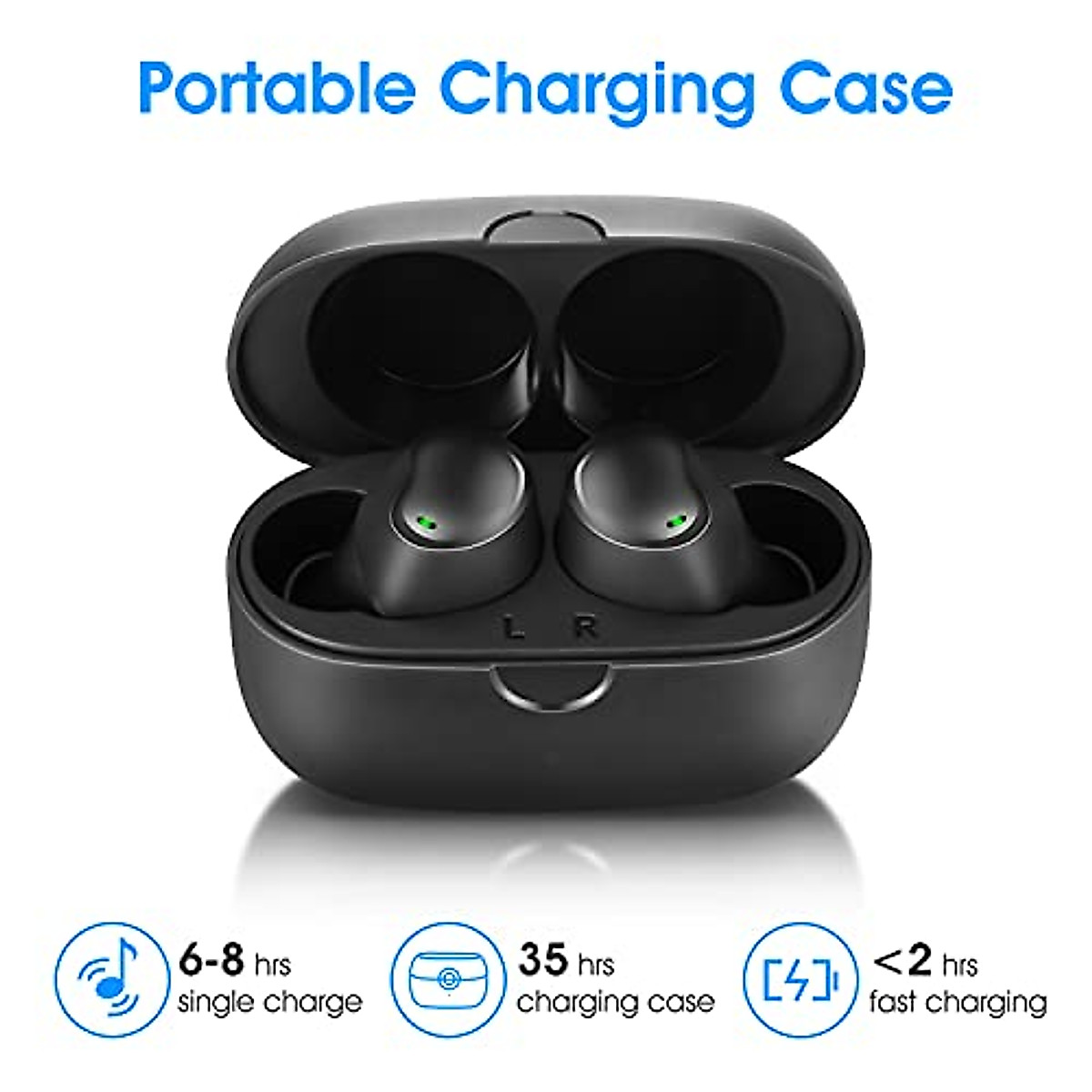 ZIHNIC Wireless Earbuds,Bluetooth Earphone with Touch Control and Charging Case,IPX5 Sweatproof,35H Playtime for Work, Home,Office-Black