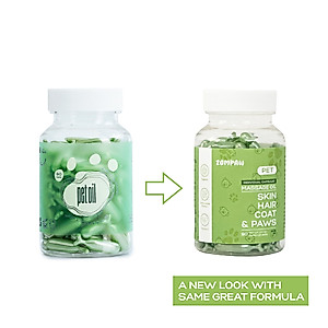 Zampaw - Pet Massage Oil for Dogs – Anti-Itch Relief for Dry, Itchy, Irritated Skin & Paws - Vitamin E, Aloe Vera, Jasmine & Coconut Oils - Healthy Skin & Shiny Coat - Calming Aloe Vera – 90 Capsules