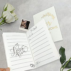 fusuu Vow Books -His and Hers Vow Books – Wedding Notebook with Gold Foil - 28 Lined Pages - 5.9" x 3.9" – Vow Renewal - Wedding Booklet, Time Capsule