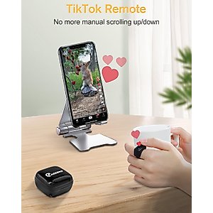 ADZERD Remote Control Page Turner for Kindle Paperwhite Oasis, Bluetooth E-Reader Controller, Scrolling Ring for TikTok, Camera Shutter -Black