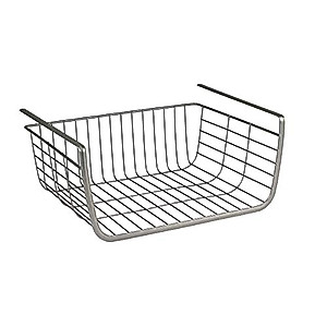 Spectrum Diversified Ashley Small Storage Shelf, Kitchen Cabinet & Pantry Organization & Storage, Bathroom Cabinet Basket, Satin Nickel PC