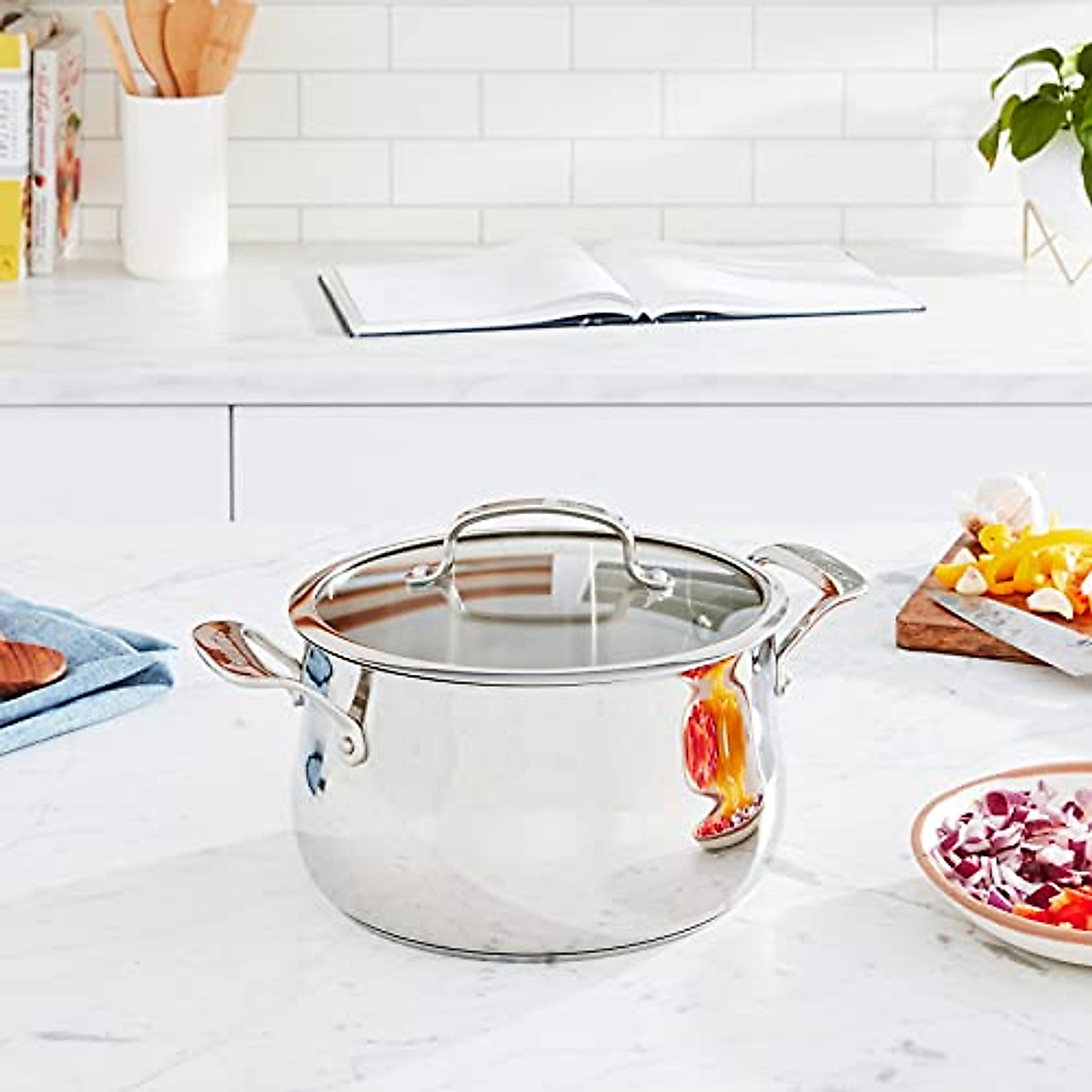 Cuisinart Contour Stainless 5-Quart Dutch Oven with Glass Cover, Silver