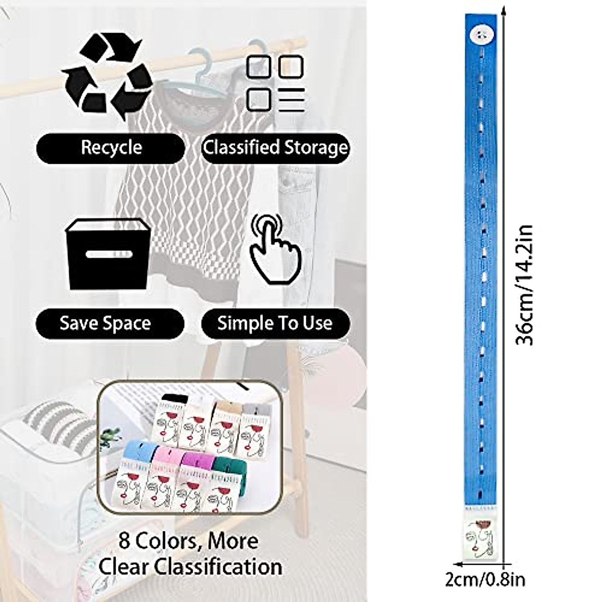 Clothing Storage Strap with Adjustable Button Elastic, Lazy Folding Clothes Storage, Organization Straps for Wardrobe, Travel, Camping (8)