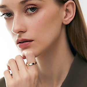 MYSTCODE 925 Sterling Silver Rings High Polished Plain Dome Rust-proof Comfortable Fashion Wedding Band Rings for Women Men & Girls, Ring Size 6-8