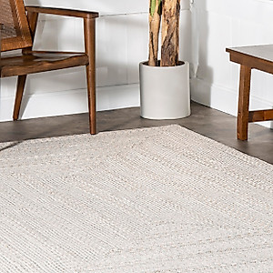 nuLOOM Rowan Braided Texture Indoor/Outdoor Area Rug, 7' 6" x 9' 6" Oval, Ivory